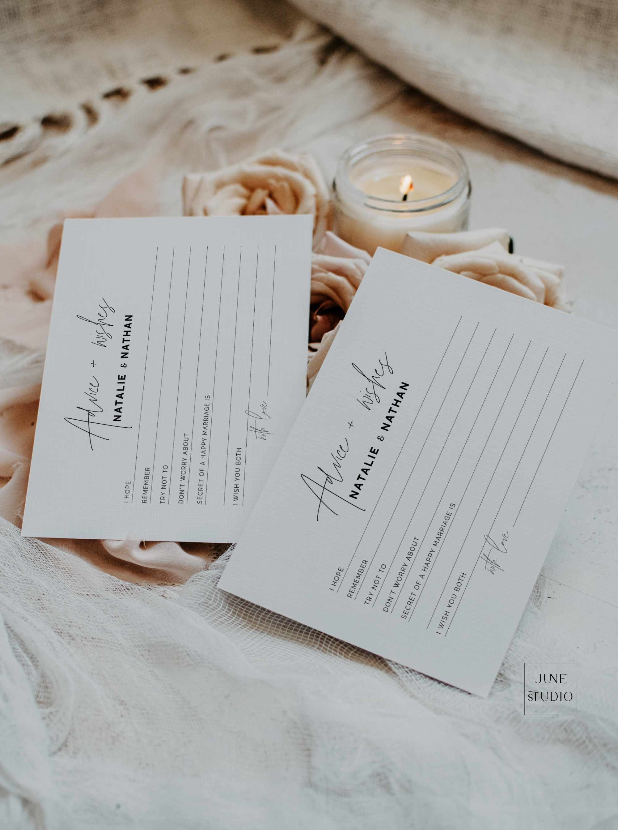 Minimal Wedding Advice Card Template Editable Advice for the Newly Weds ...