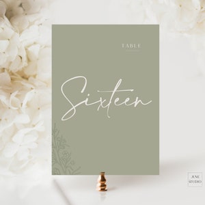 Sage Green Wedding Table Number Template Floral Wedding Table - Etsy