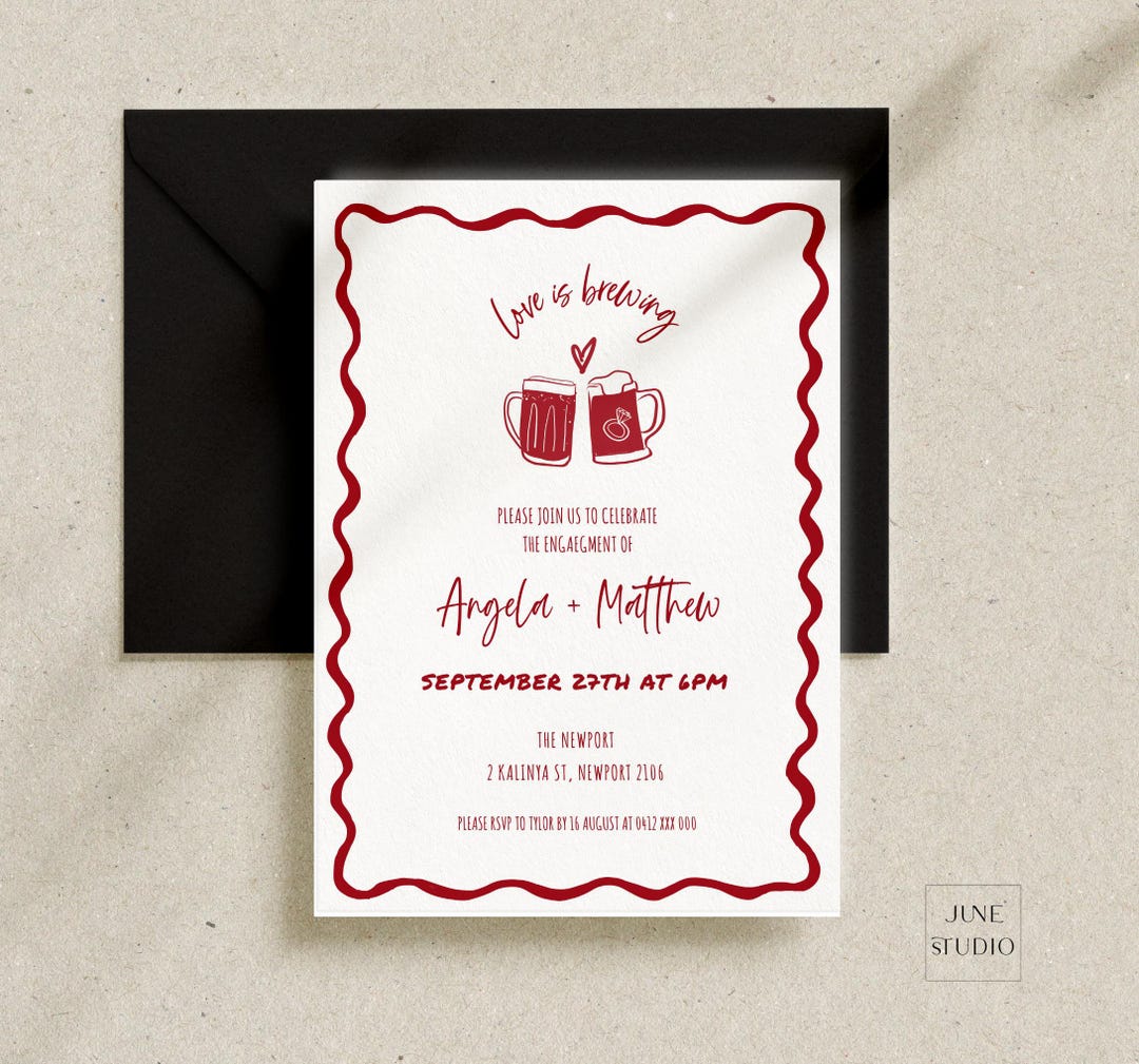 Engagement Party Invitation Brewery Handwritten Love is Brewing Beer ...