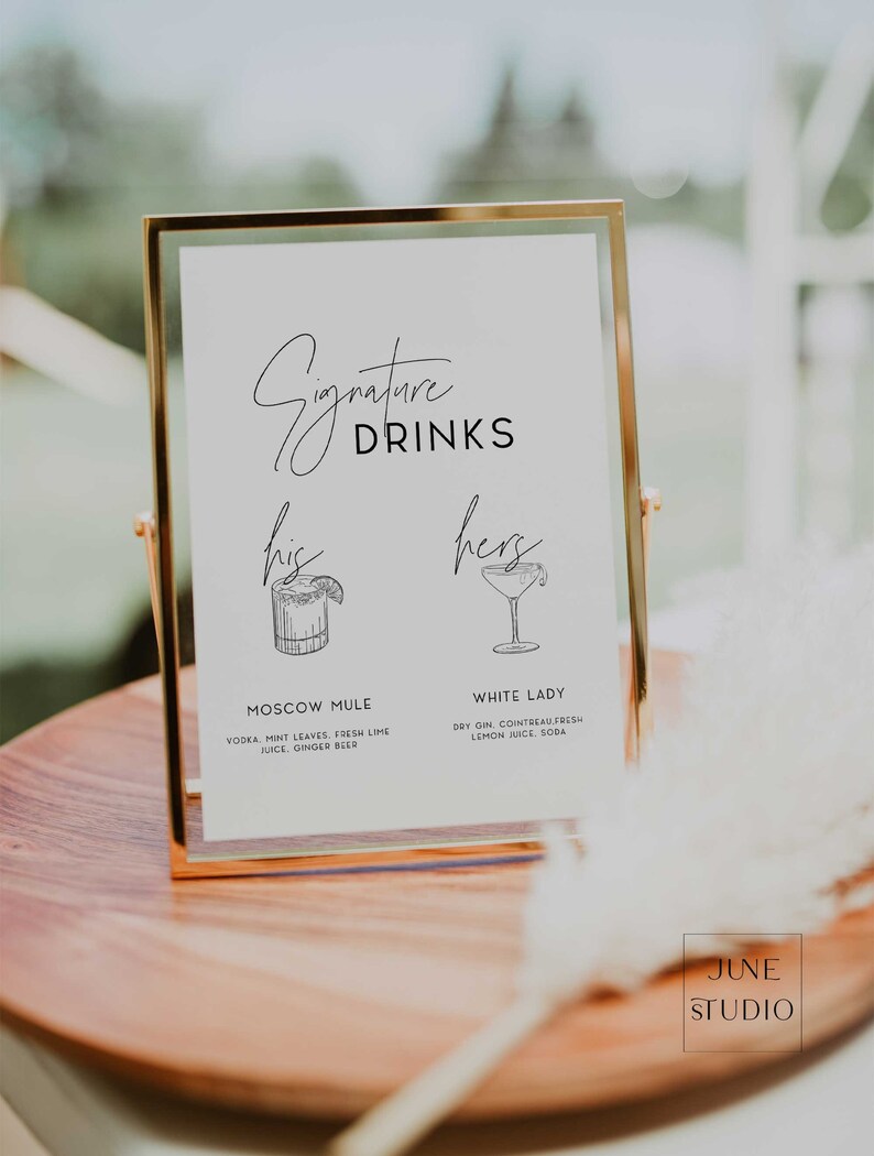Signature Drink Sign Drink Menu Signature Cocktail Sign Drink - Etsy
