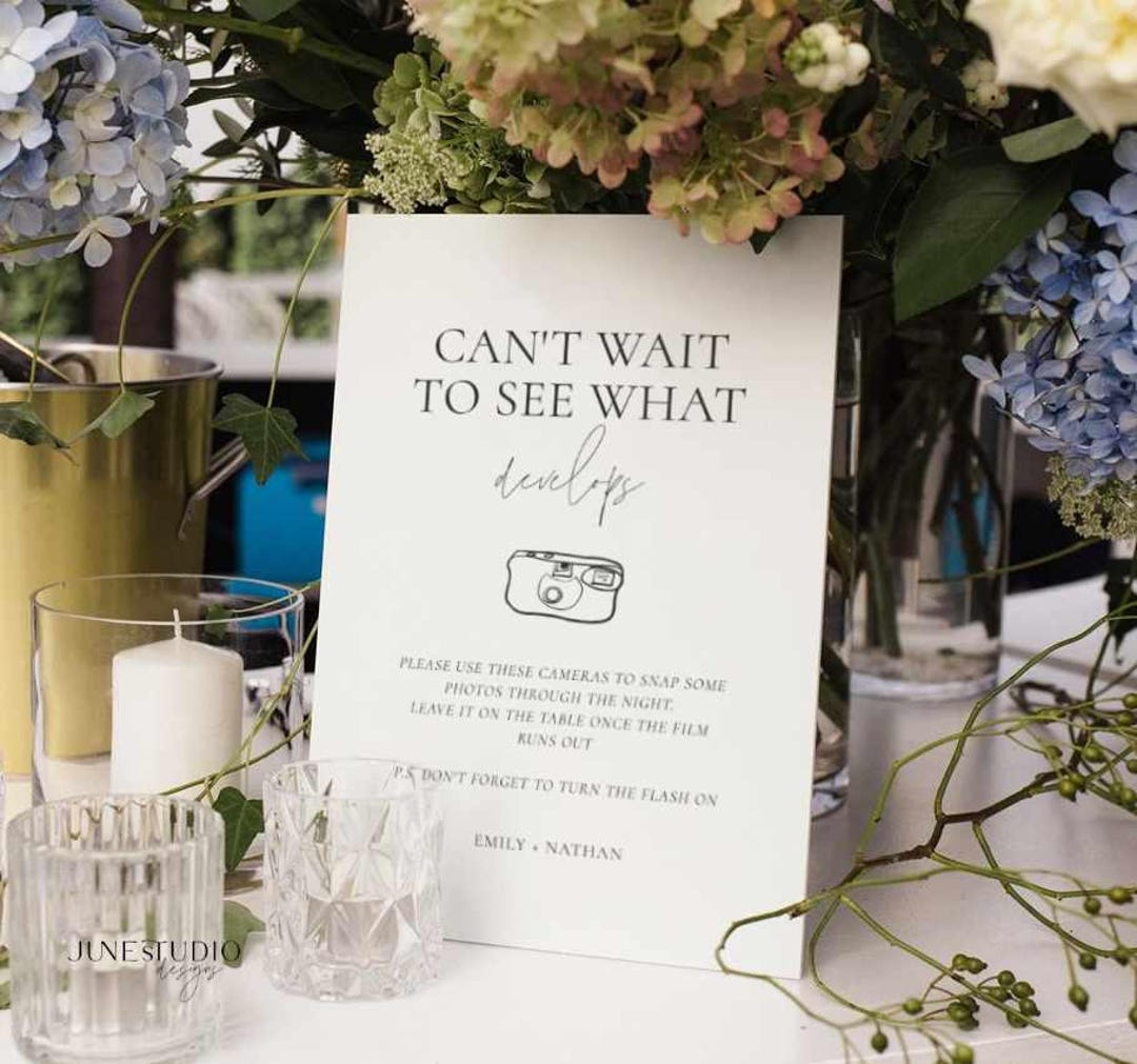Disposable Camera Sign Wedding Template Illustrated Hand Drawn Modern ...