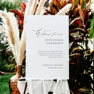 Modern Unplugged Ceremony Sign Template: Dainty Script, Timeless ...