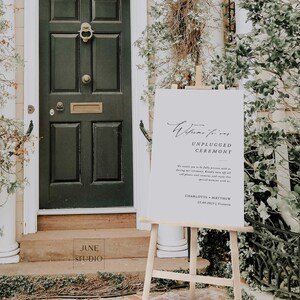 Unplugged Ceremony Sign With Cursive Font Template Modern Script Small ...