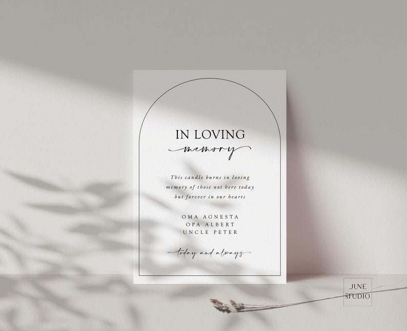 Wedding in Loving Memory Sign Template, Simple Loving Memory Sign ...