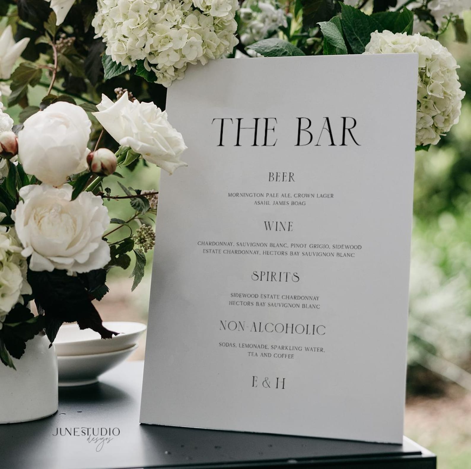 Minimalist Wedding Bar Menu Sign Template Editable Beer Wine Drinks ...
