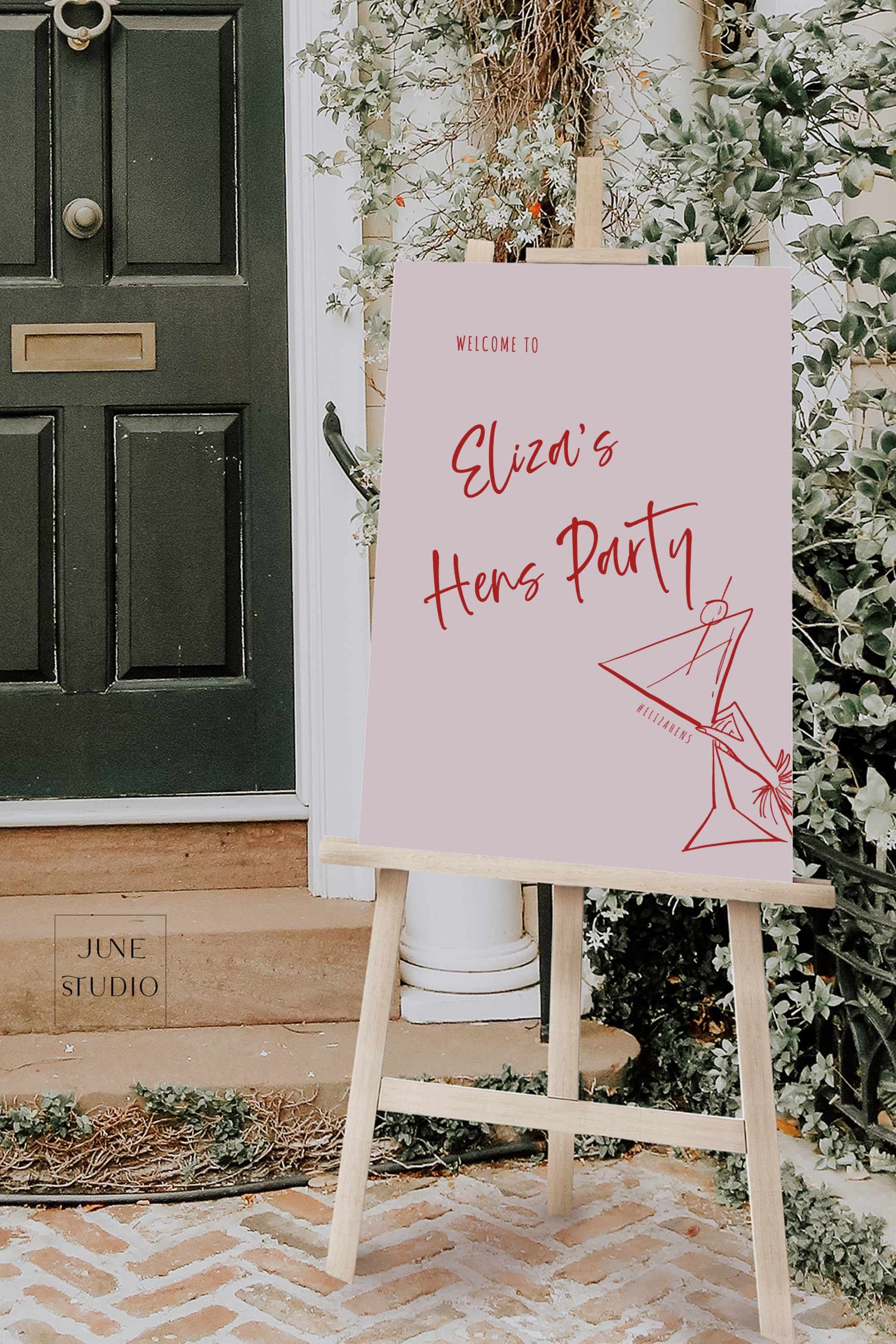 Hand-drawn Hens Party Welcome Sign: Whimsical Bachelorette Decor ...