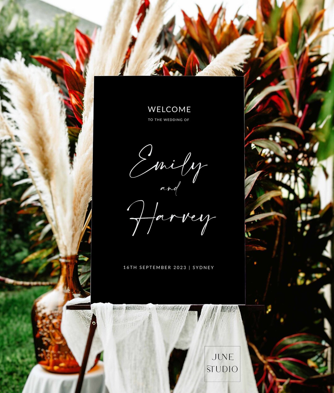 Minimalist Black Wedding Welcome Sign Portrait Minimal Welcome Sign ...