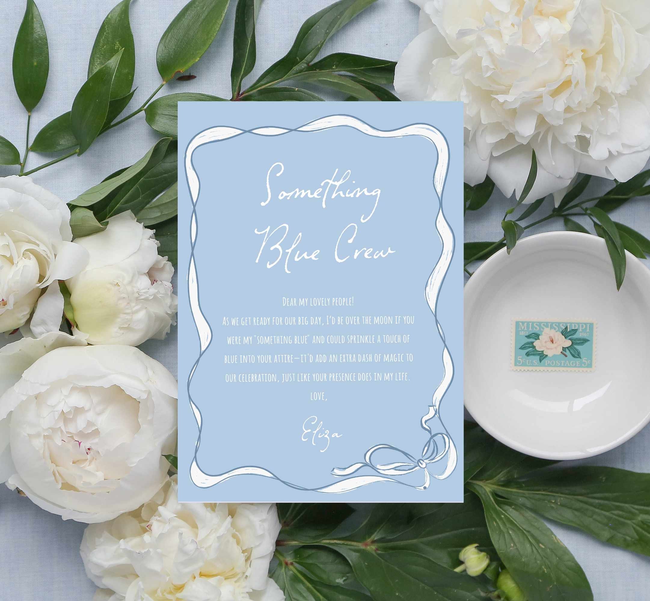 Something Blue Crew Card Template Blue Crew Proposal Be My Something ...