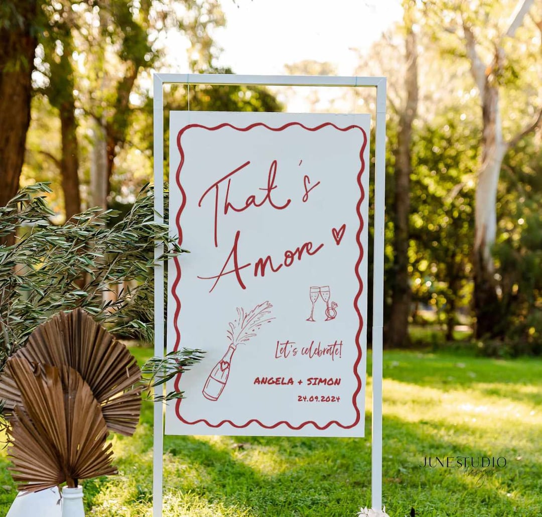 That's Amore Engagement Party Welcome Sign Template: Hand-drawn Pizza ...