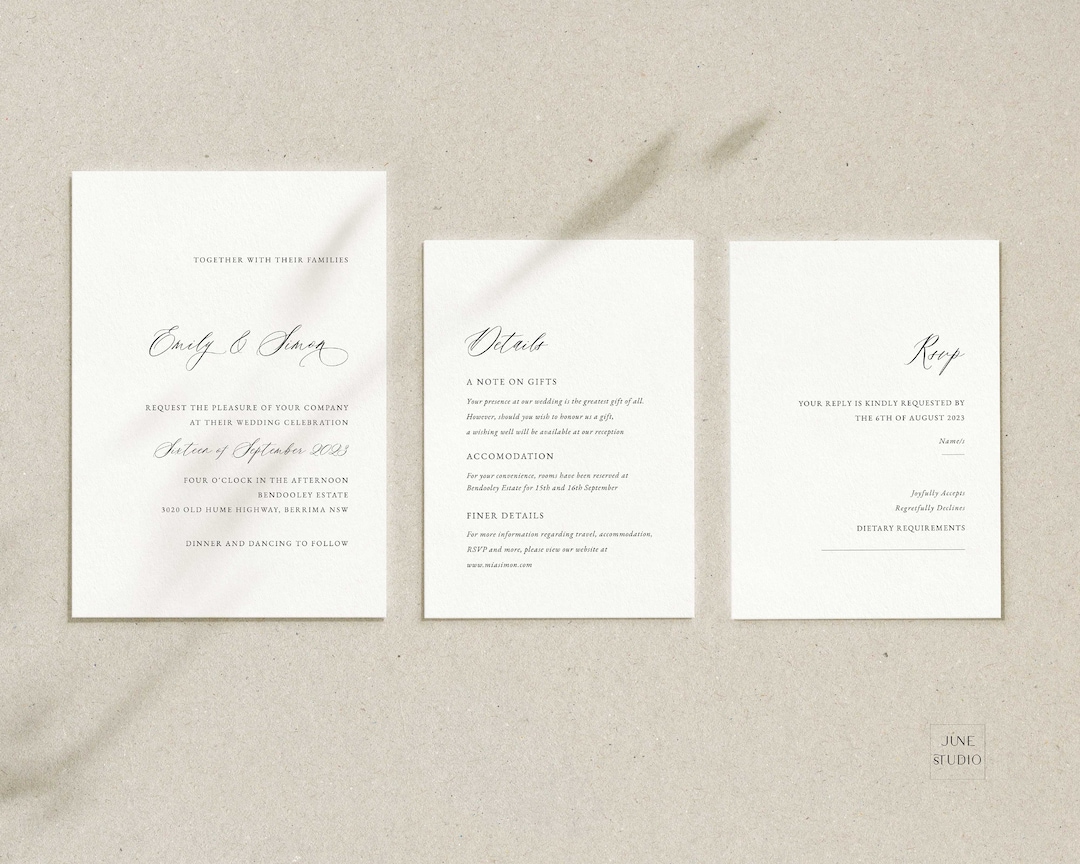 Elegant Wedding Invitation Suite: Modern Calligraphy Template Wedding ...