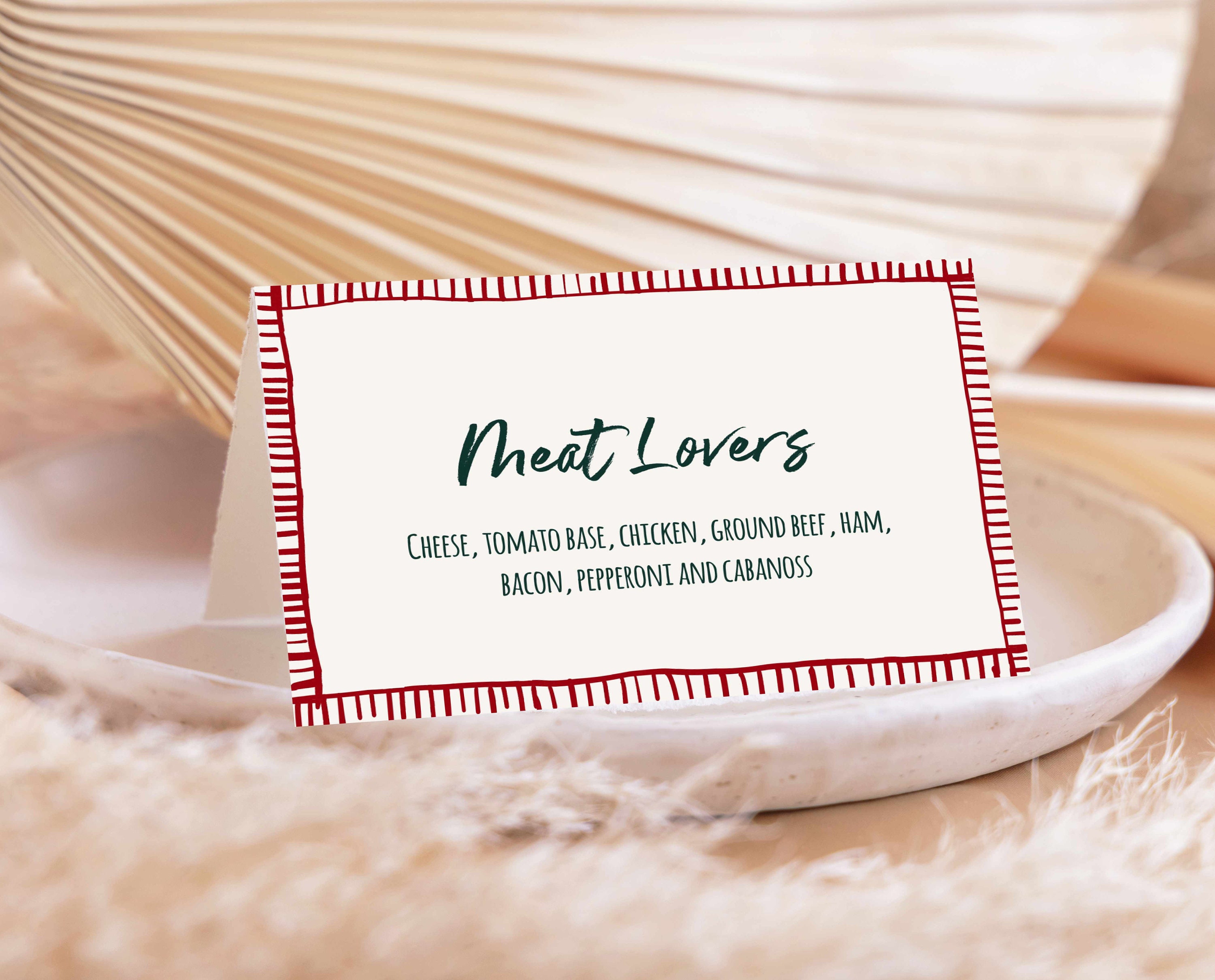 Hand Drawn Buffet Card Template Engagement Pizza Food Label, Wedding ...