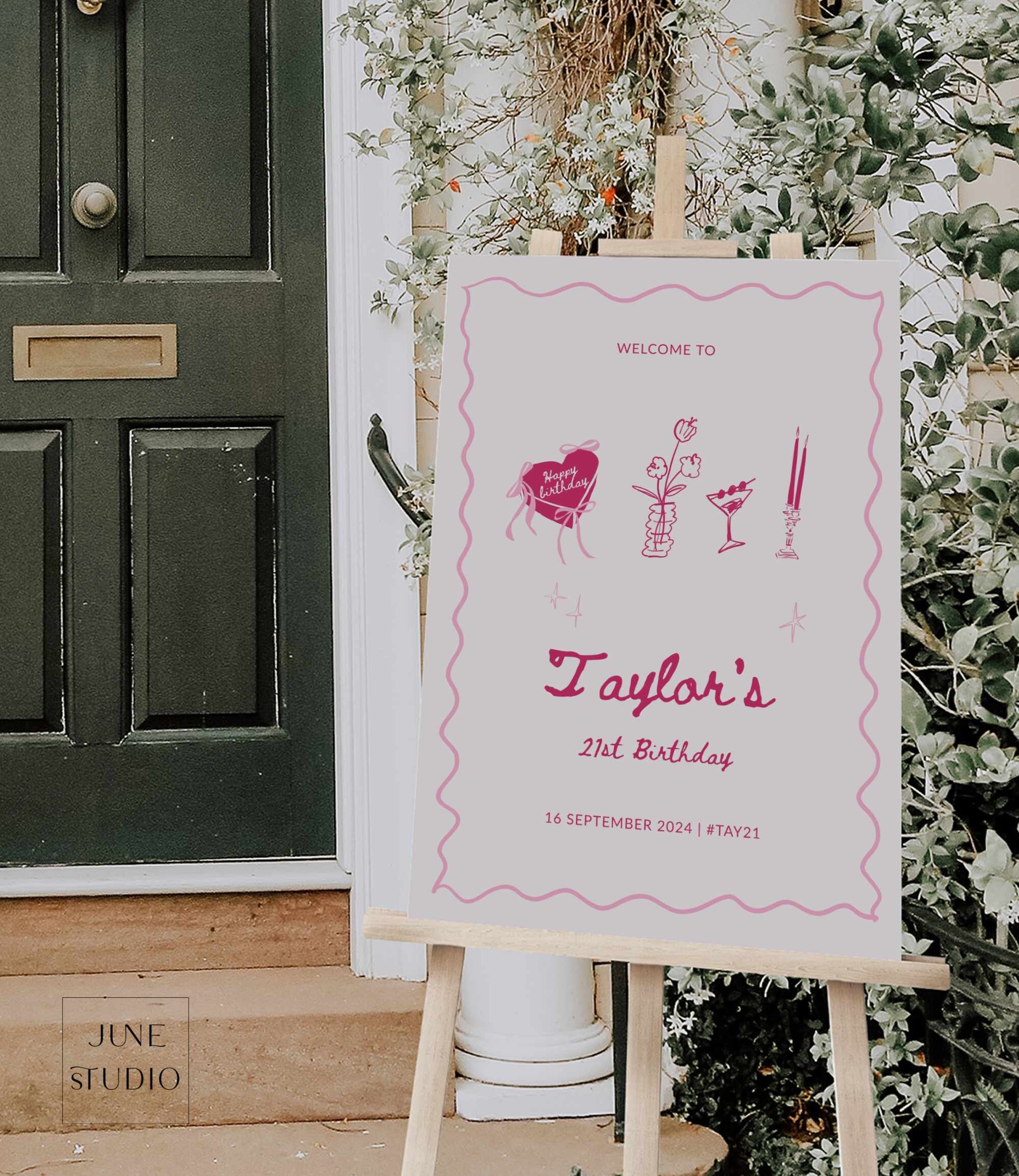 Hand-drawn Birthday Welcome Sign Template: Illustrated Party Decor ...
