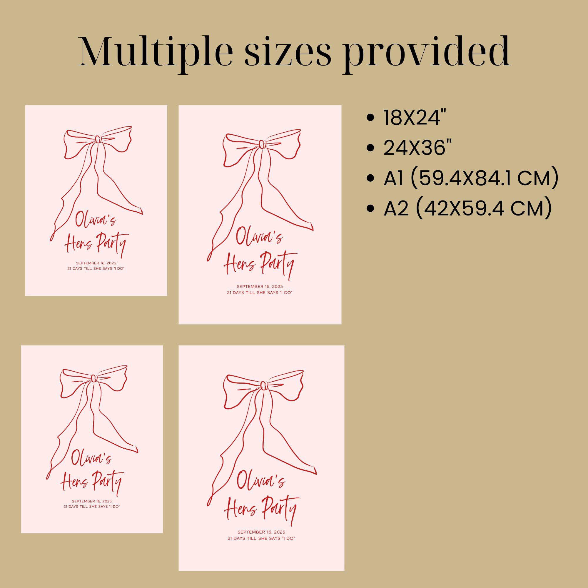 Bow Hens Party Welcome Sign Template Hand-drawn Illustration ...