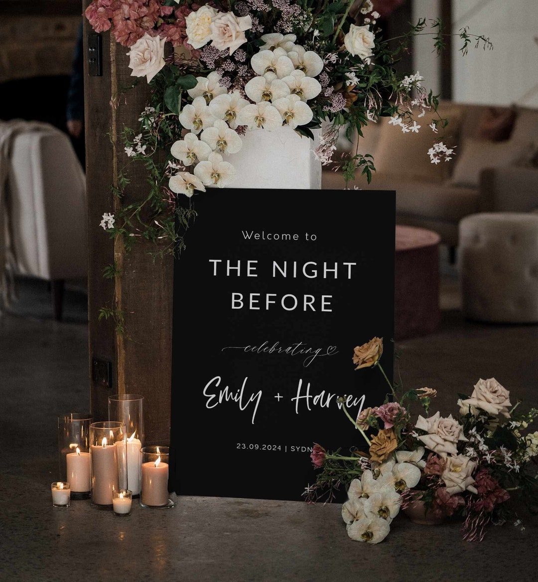 Rehearsal Dinner Welcome Sign Template, the Night Before Welcome Sign ...