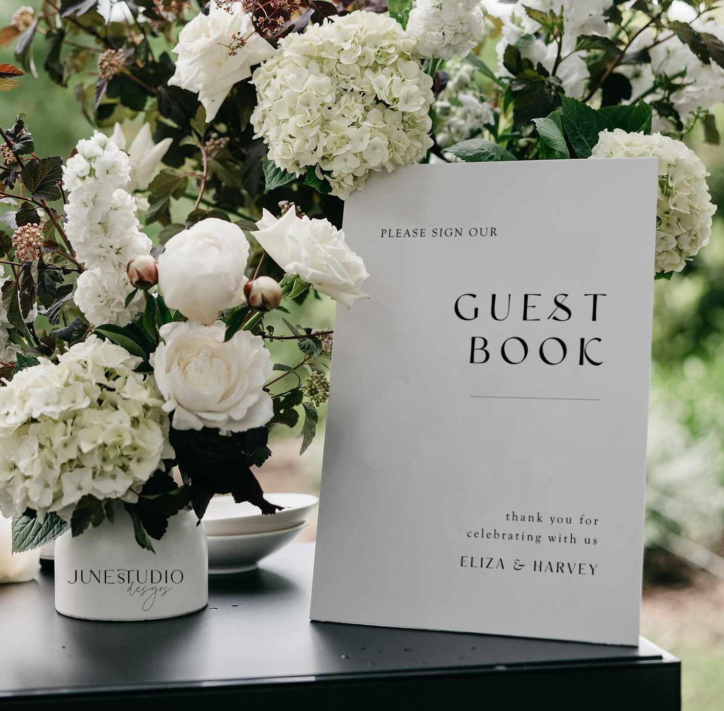 Modern Guest Book Sign Template, Editable Minimal Sign Our Guest Book ...