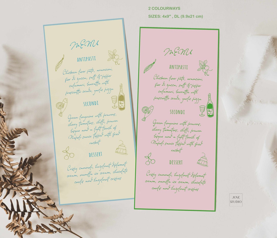 Italian Wedding Menu Unique Hens Party Menu Cards Template Download ...