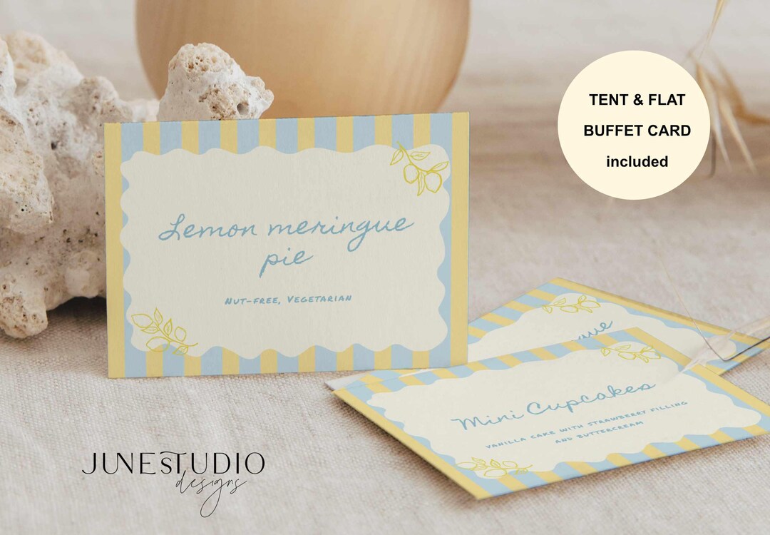 Editable Food Label Buffet Food Card Template for Bridal Shower Citrus ...
