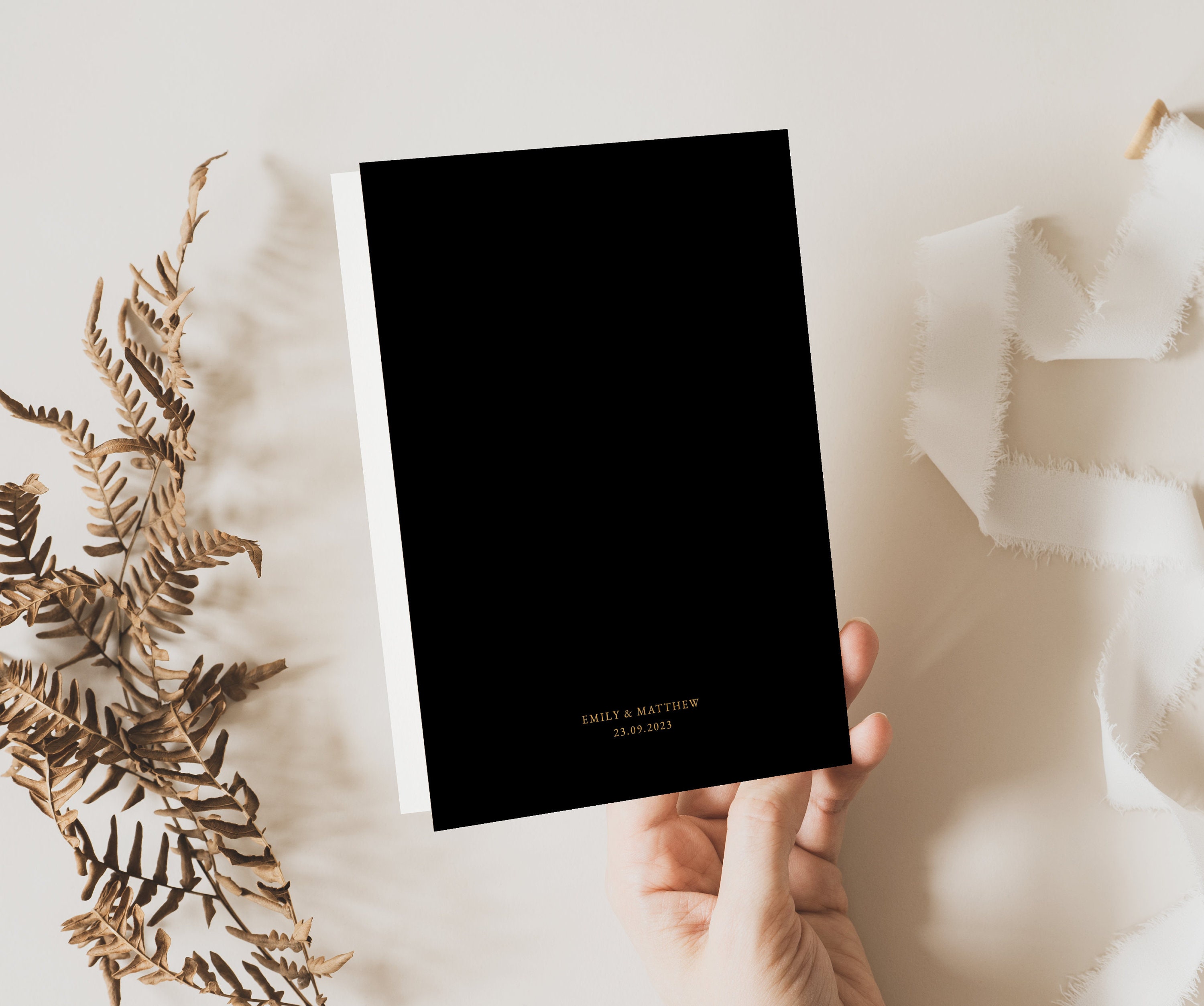 Ribbon Wedding Vows Booklet Template Black and Gold Vows Book Set of 2 ...