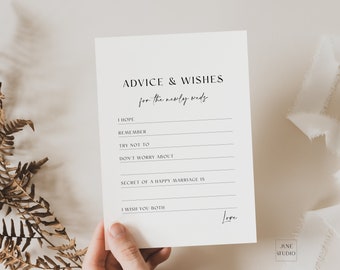 Minimal Wedding Advice Card Template Editable Advice for the - Etsy