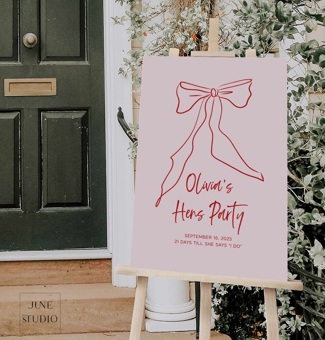 Bow Hens Party Welcome Sign Template Hand-drawn Illustration ...