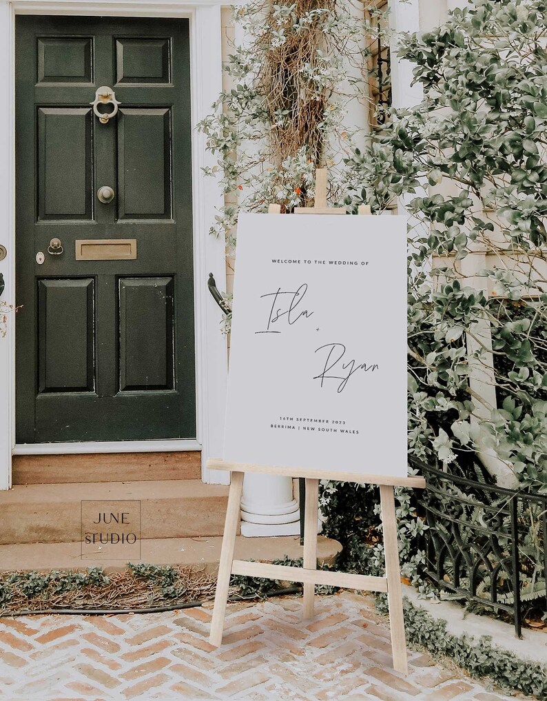 Minimalist Wedding Welcome Sign Template: Dainty Script (editable ...
