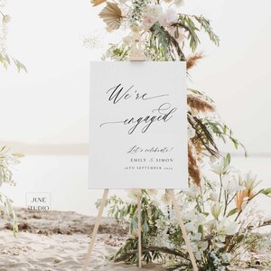 Minimal Engagement Party Welcome Sign Template We're Engaged Modern ...
