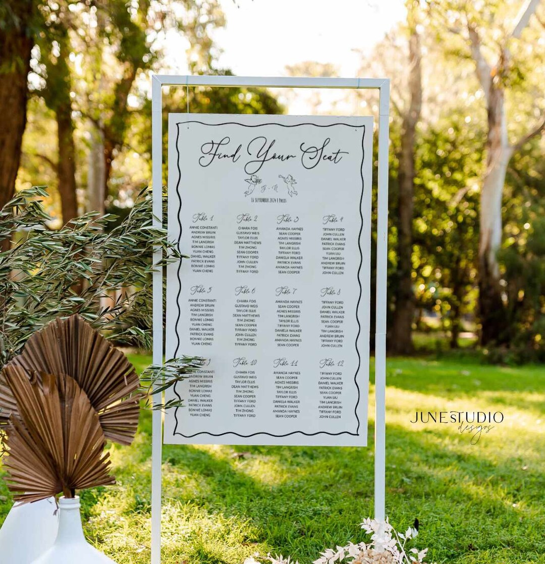Hand Drawn Wedding Seating Chart Template Unique Squiggle - Etsy