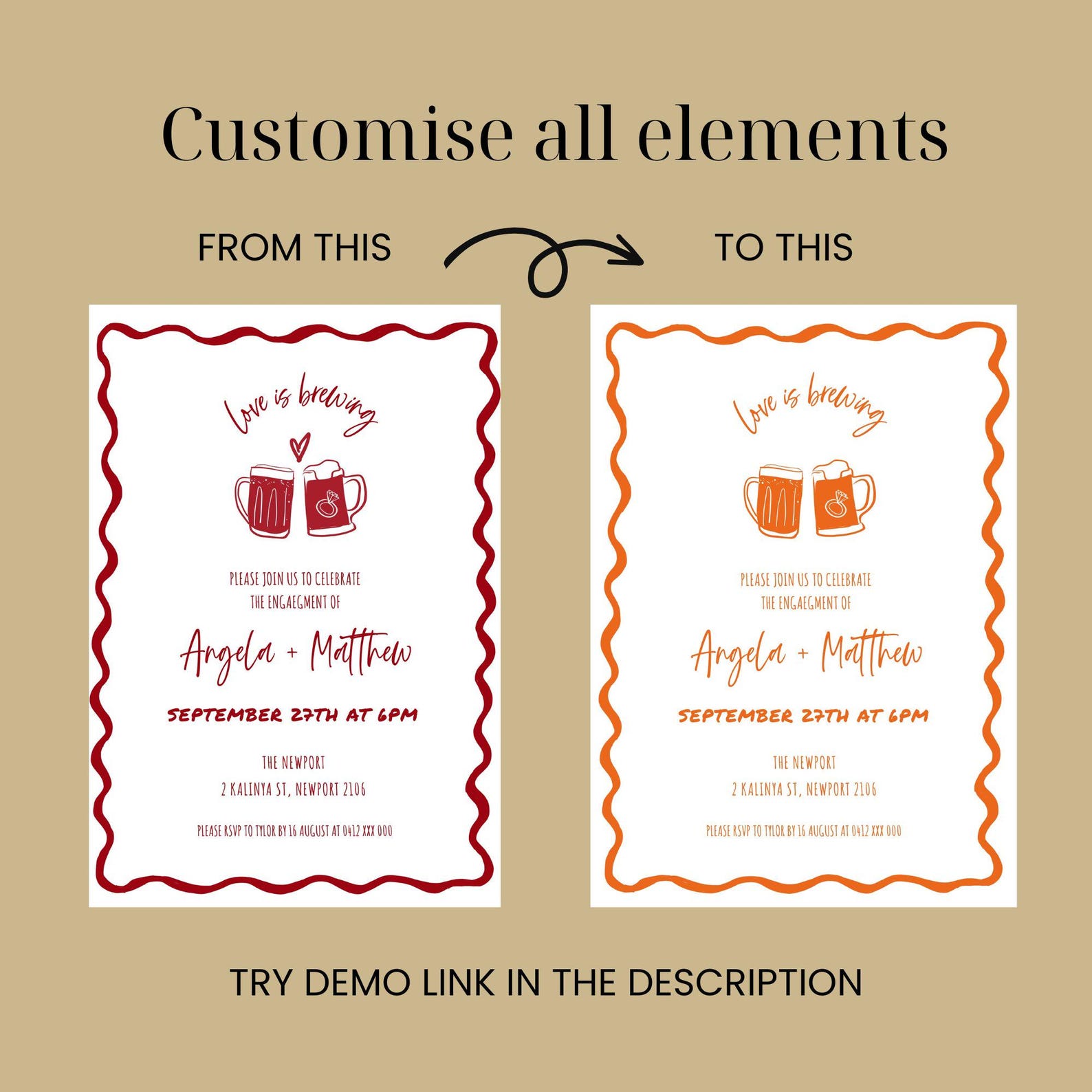 Brewery Engagement Party Invitation Template: Love is Brewing ...