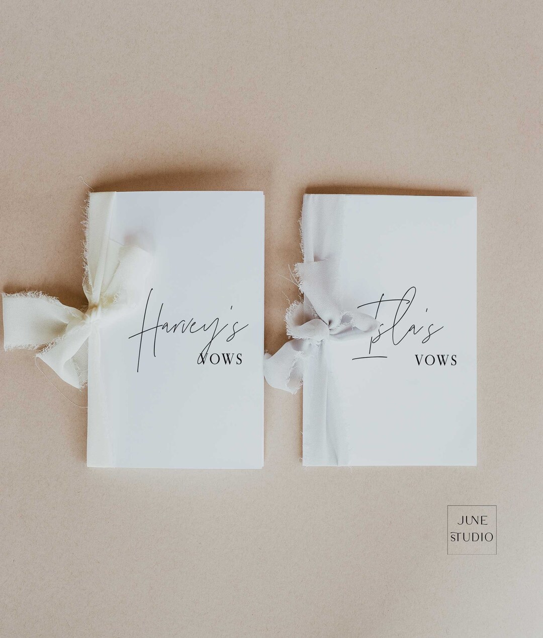 Ribbon Wedding Vows Booklet Template Vows Book Set of 2 His Vows Her ...