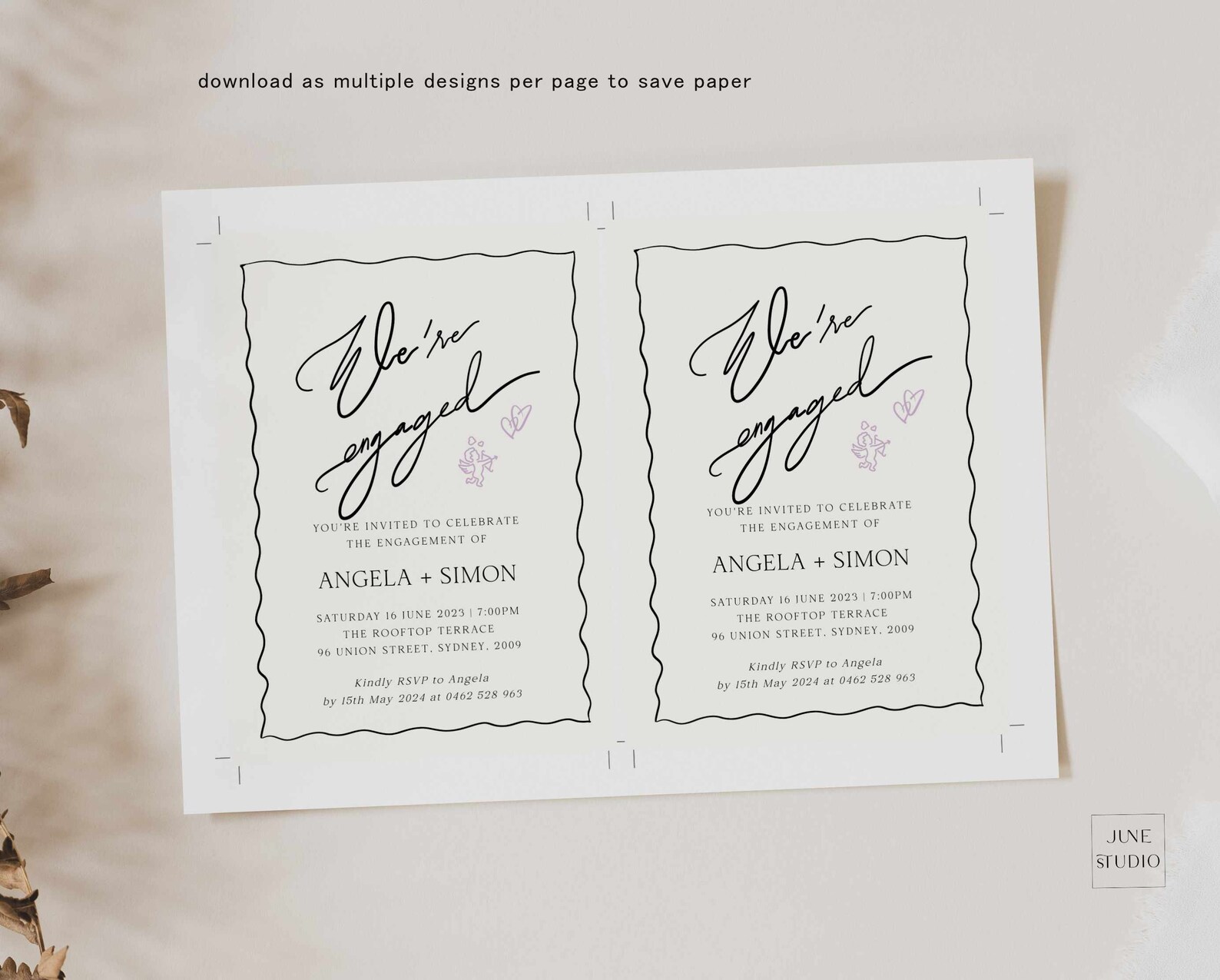 Engagement Party Invitation Hand Drawn Hand Written Funky Digital ...