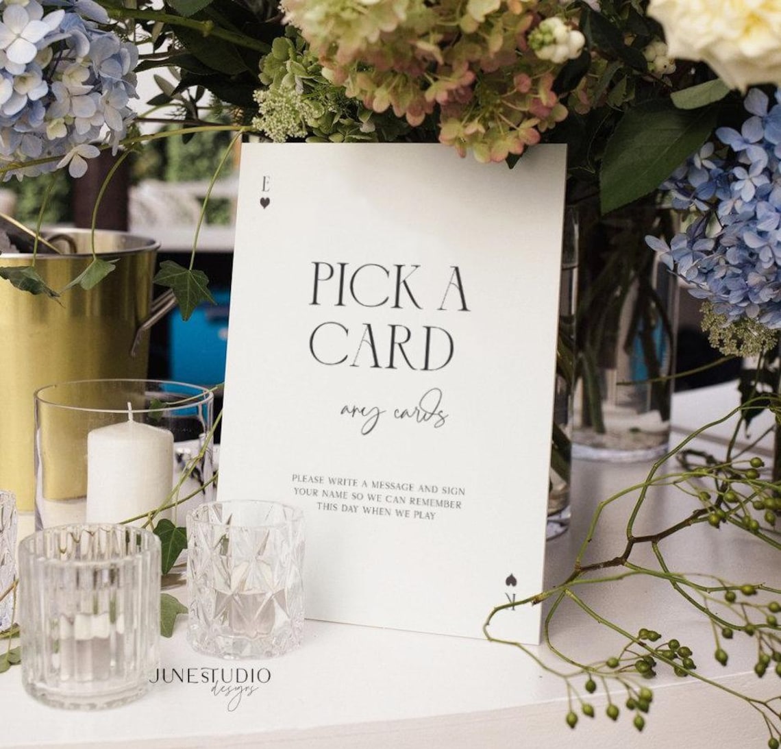 Wedding Guest Book Sign Template: Modern Minimalist Playing Cards ...