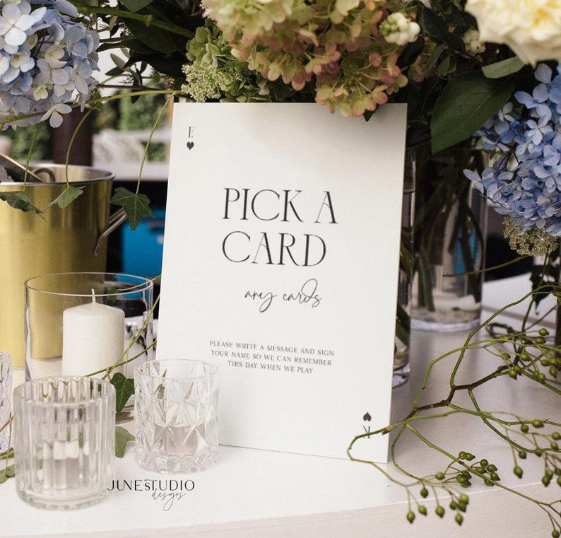 Wedding Guest Book Sign Template: Modern Minimalist Playing Cards Pick ...