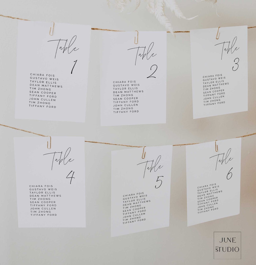 Mirror Seating Chart Printable Guest Table Card 4x6, 5x7, 3x5 ...