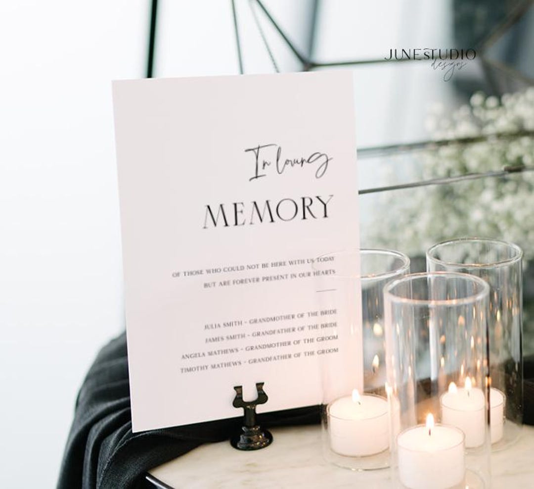 In Loving Memory Table Top Sign Template Printable Wedding Sign Modern ...