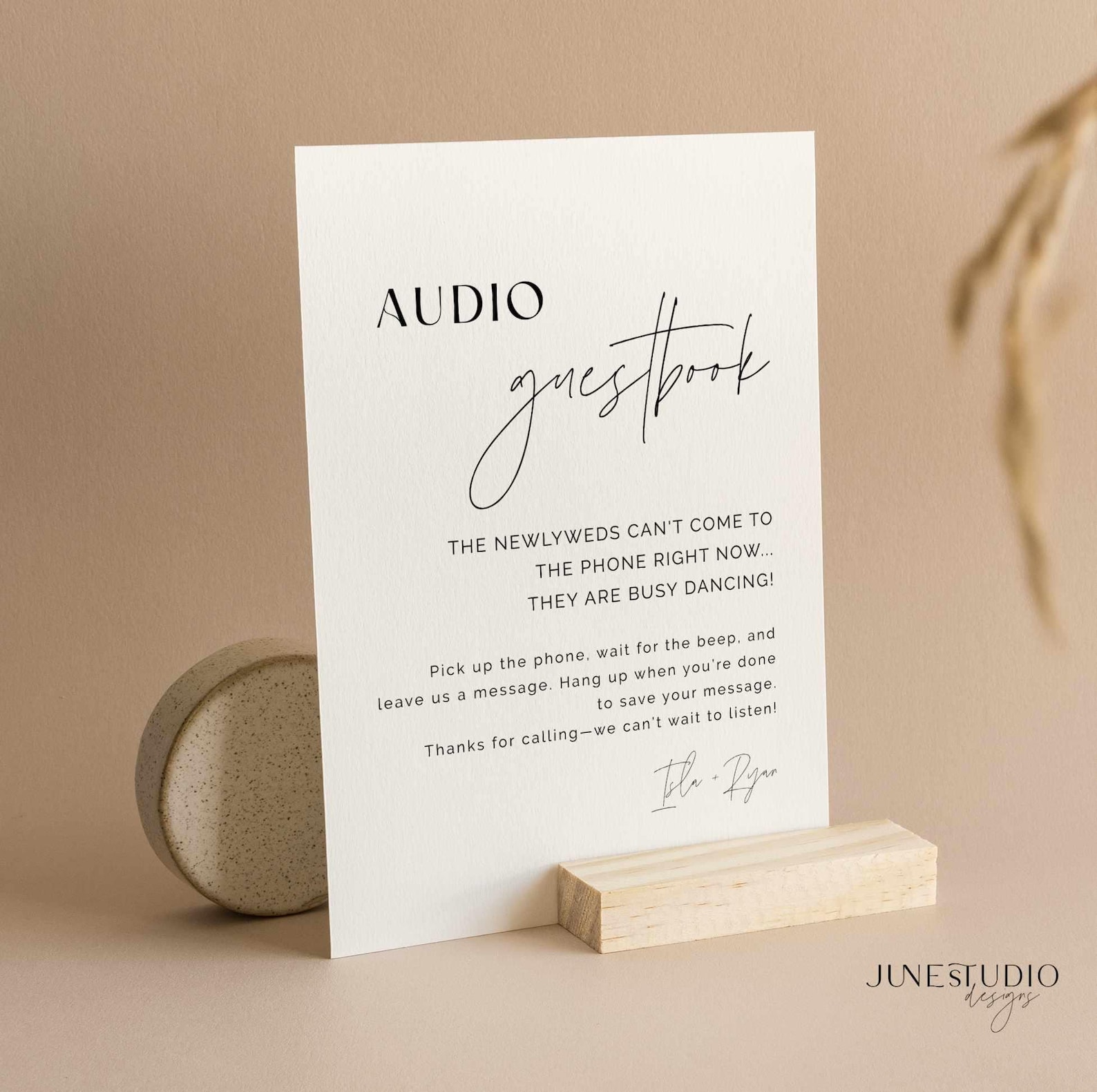 Audio Guest Book Sign Template: Modern Minimalist Wedding Voicemail ...