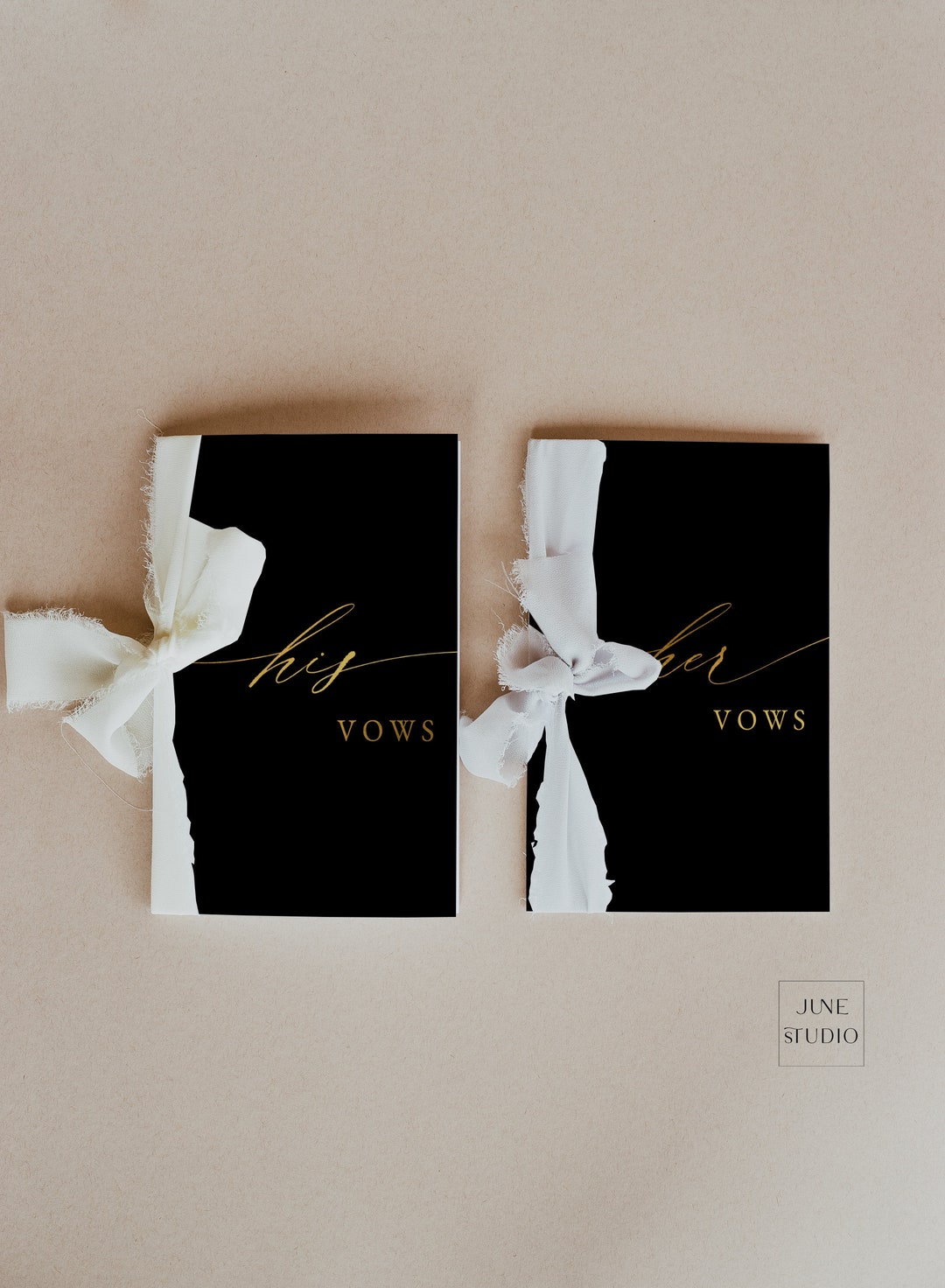 Ribbon Wedding Vows Booklet Template Black and Gold Vows Book Set of 2 ...