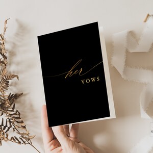 Ribbon Wedding Vows Booklet Template Black and Gold Vows Book Set of 2 ...