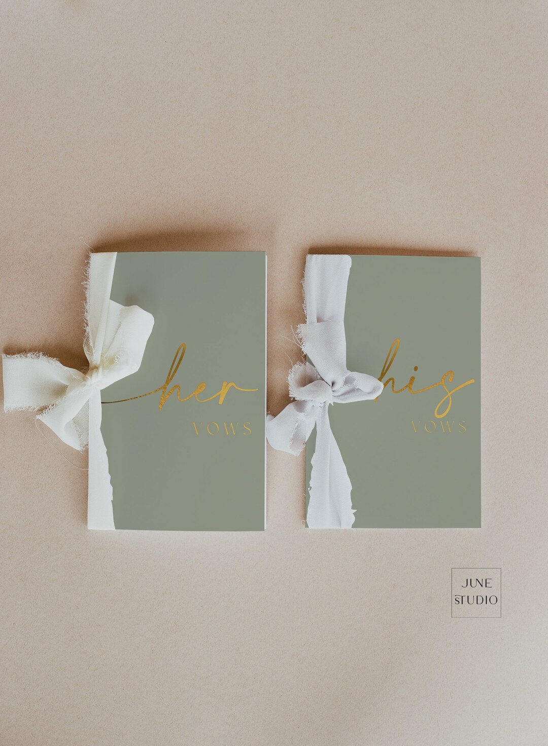 Modern Wedding Vows Booklet Template Gold Green Calligraphy Vows Book ...