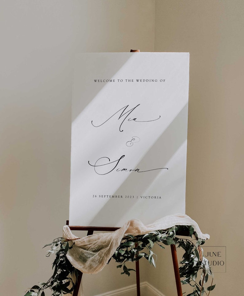 Elegant Wedding Welcome Sign Template: Luxury Calligraphy Dainty Script ...