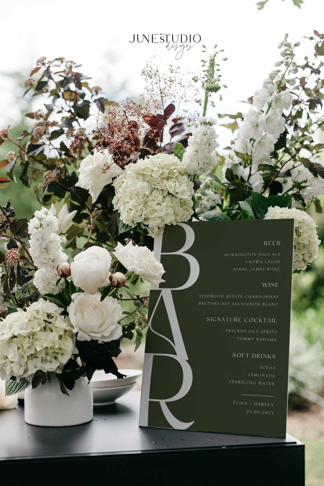 Sage Green Wedding Bar Menu Template: Editable Drink Sign (digital ...