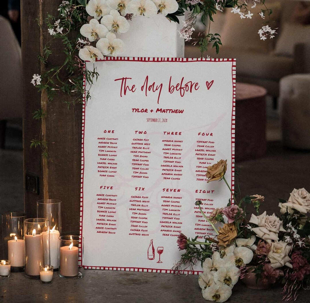 Wedding Guest Seating Chart Small That's Amore Rehearsal Dinner ...