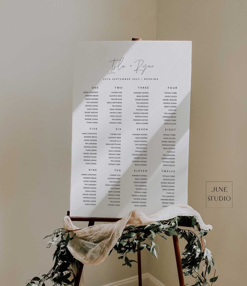 Modern Seating Chart Template, DIY Wedding Seating Plan, Printable ...