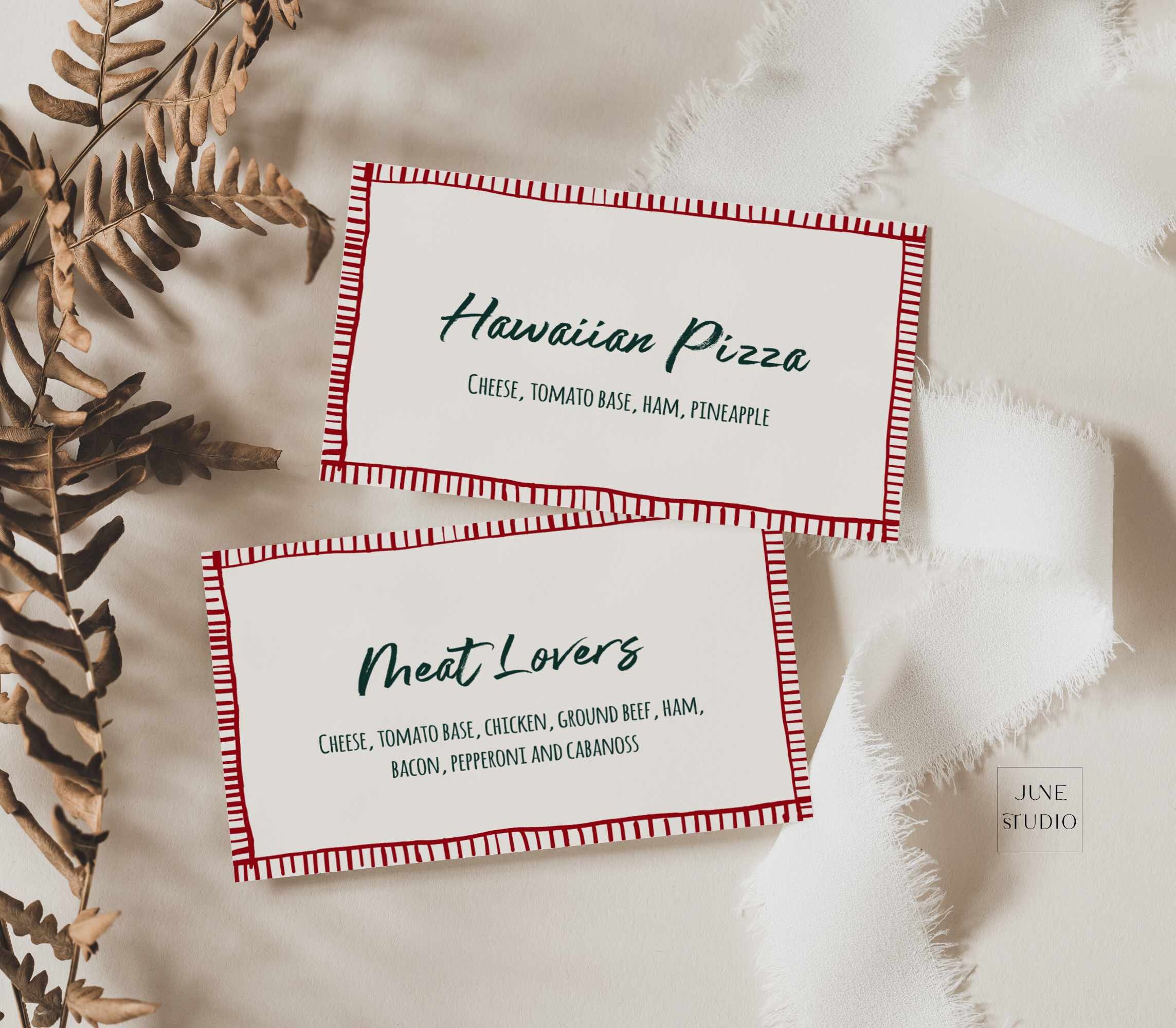 Hand Drawn Buffet Card Template Engagement Pizza Food Label, Wedding ...