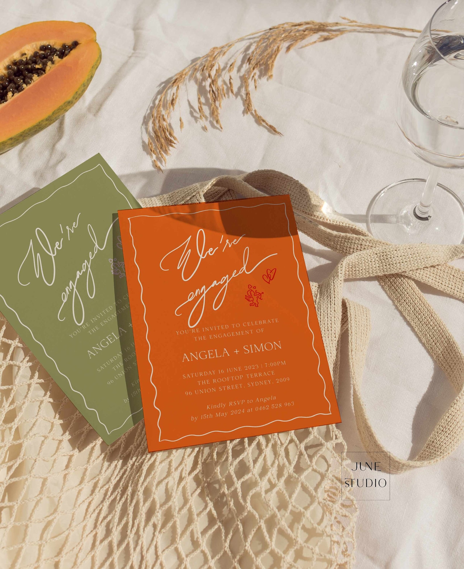 Engagement Party Invitation Hand Drawn Hand Written Funky Digital ...