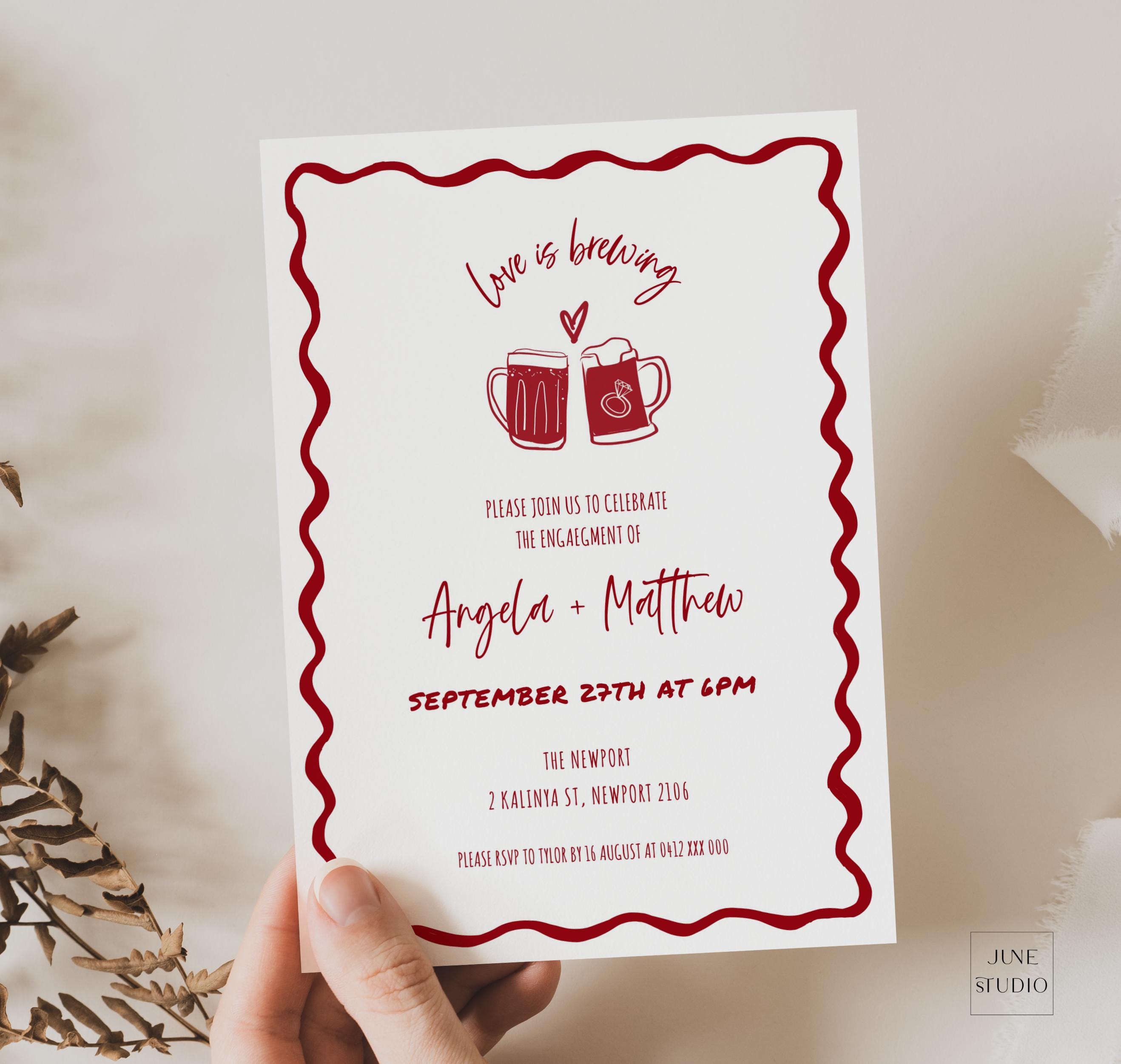 Brewery Engagement Party Invitation Template: Love is Brewing ...