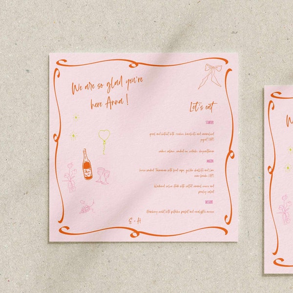 Bachelorette Dinner Party Menu - Etsy