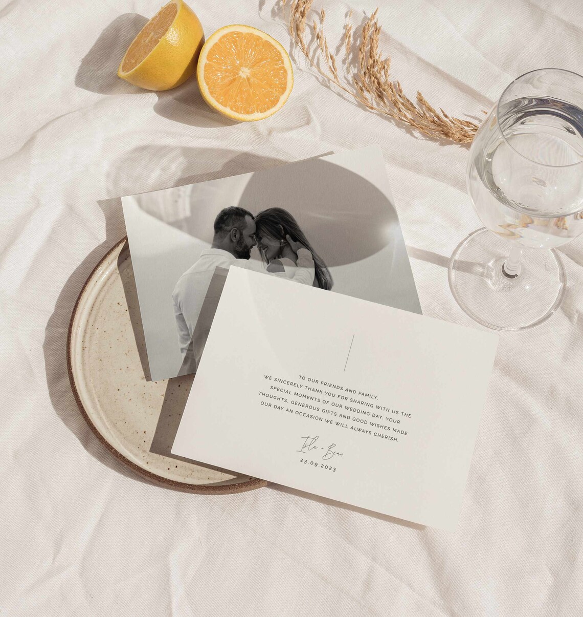 Wedding Photo Thank You Card Template: Minimalist Dainty Script ...