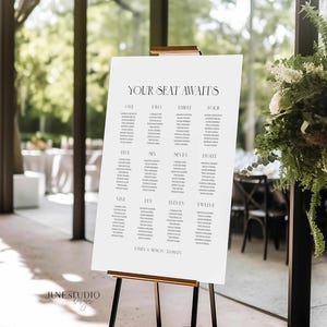Minimalist Wedding Seating Chart Template: Modern Printable Sign ...