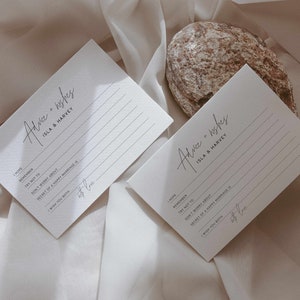 Wedding Advice Cards and Sign Template: Modern Script Minimalist Design ...
