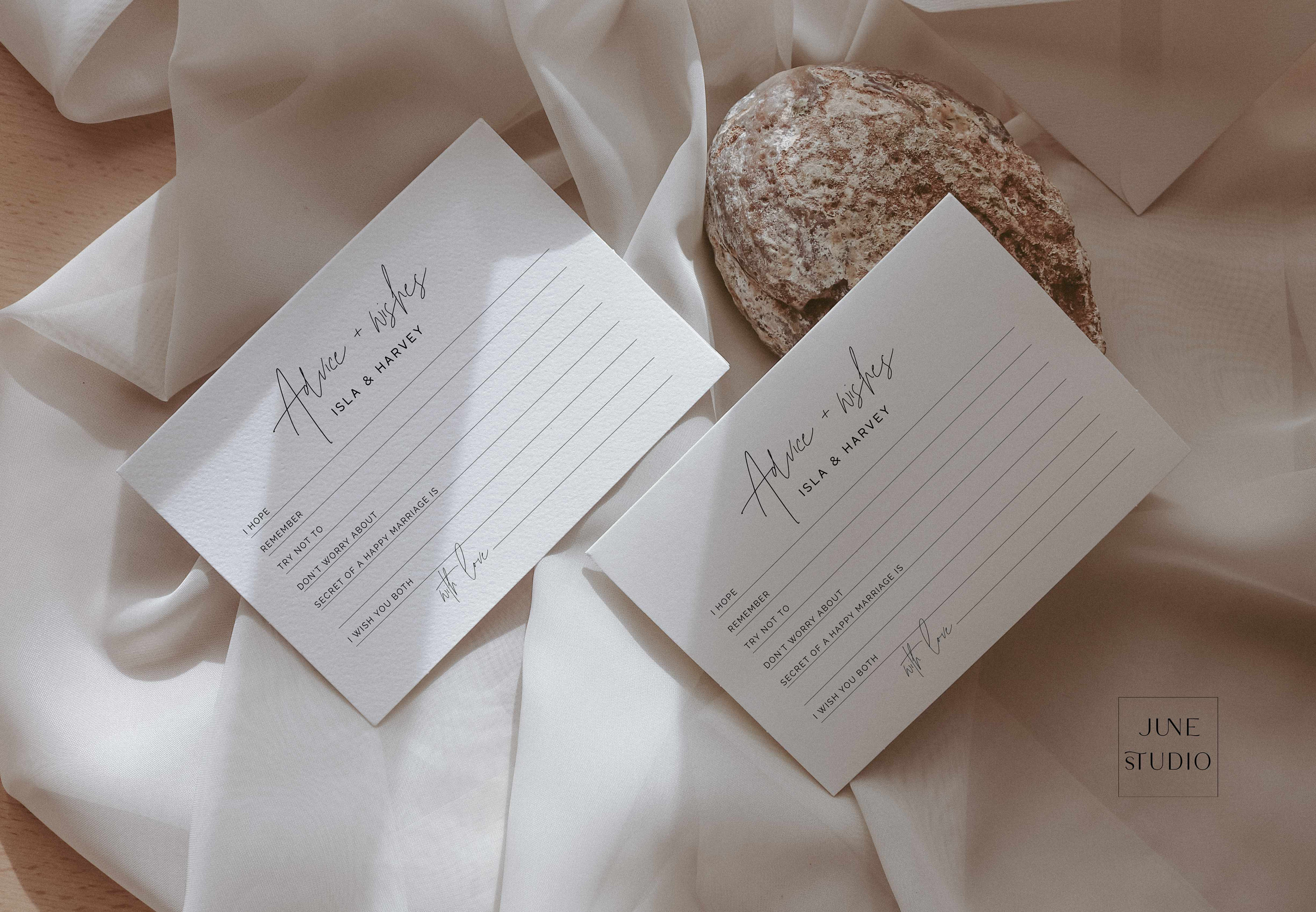 Wedding Advice Cards and Sign Template: Modern Script Minimalist Design ...